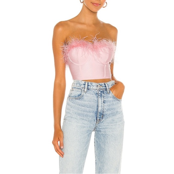 superdown | Tops | Nwt Superdown Pink Feather Bustier Top | Poshmark